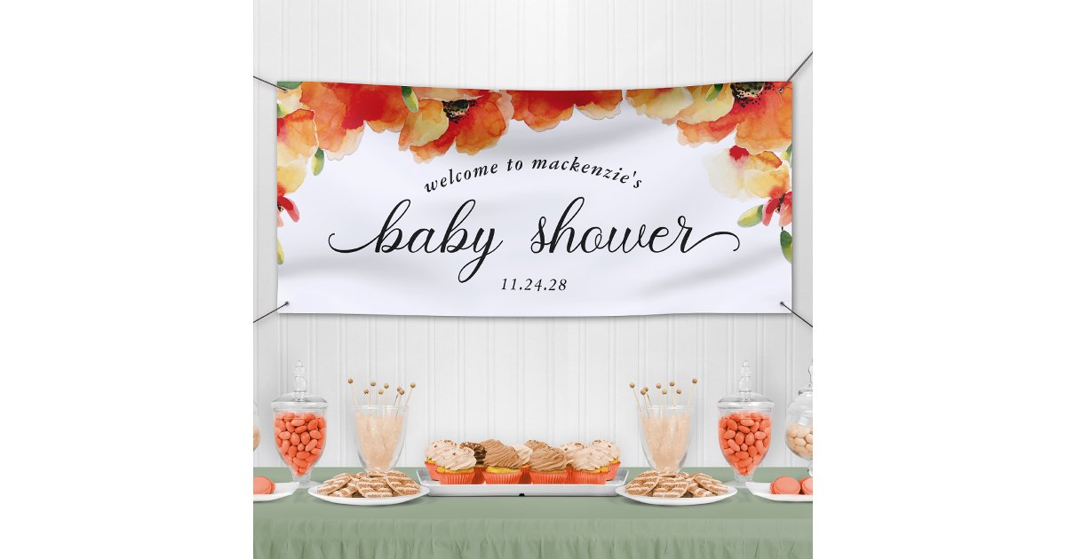 Golden Poppy Baby Shower Welcome Banner | Zazzle