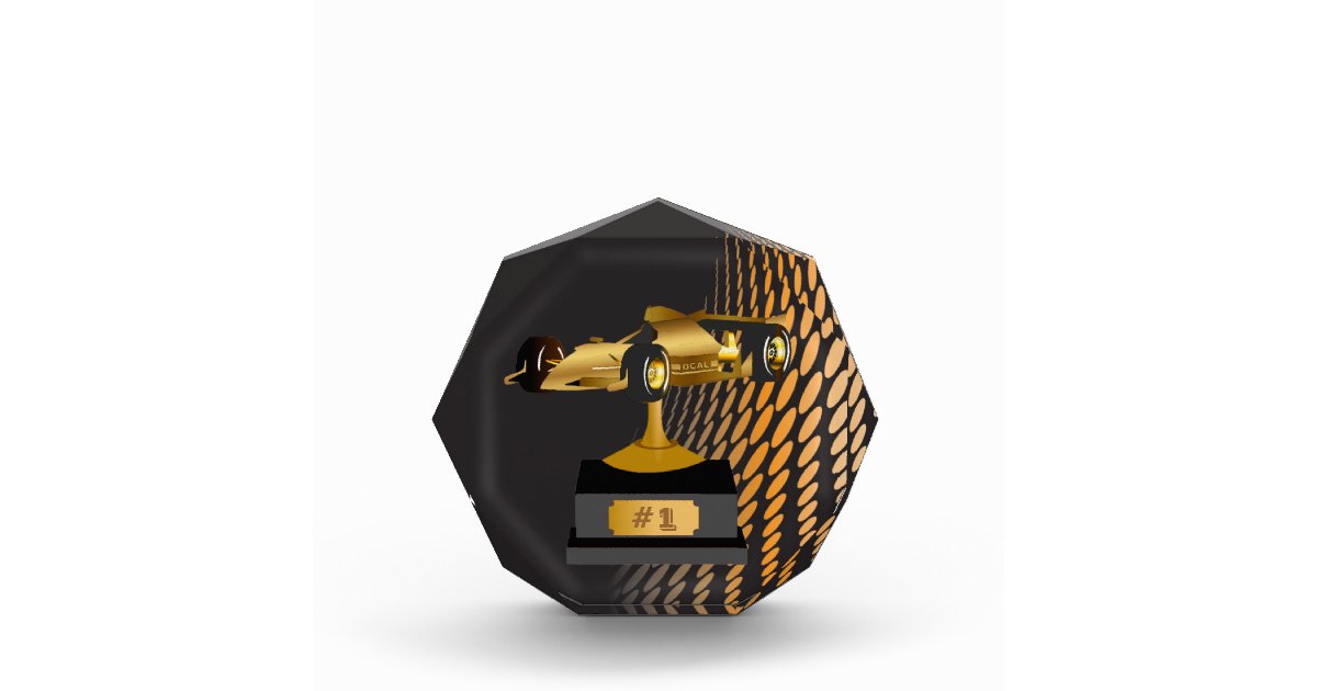 Golden Race Car Trophy Award | Zazzle