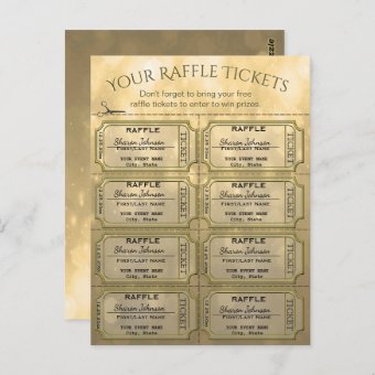 Golden Raffle Tickets Postcard | Zazzle
