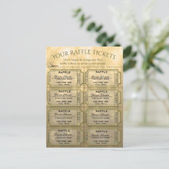 Golden Raffle Tickets Postcard | Zazzle