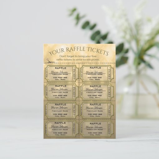 Golden Raffle Tickets Postcard | Zazzle