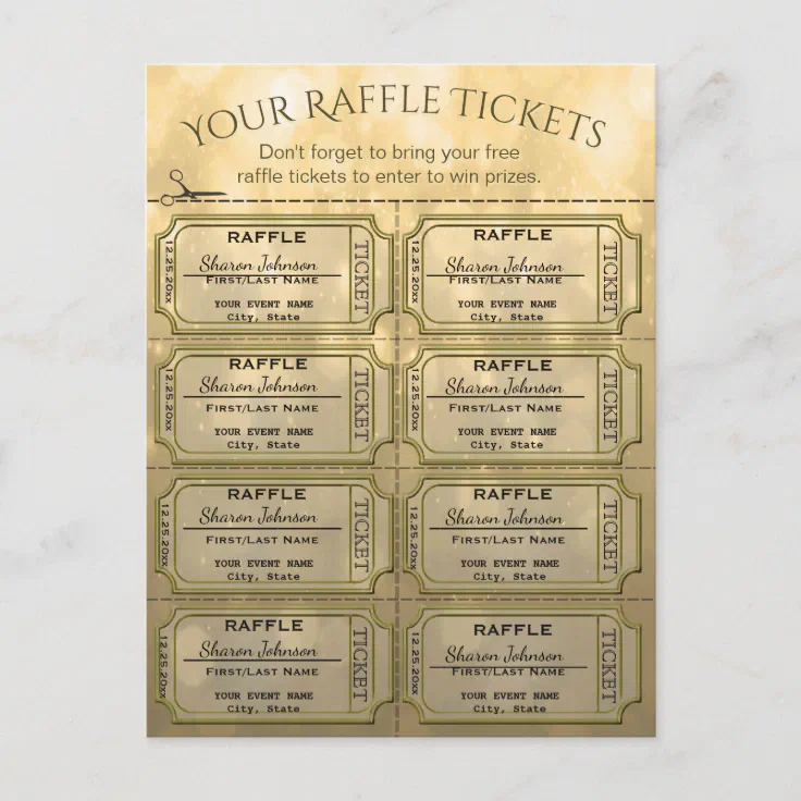 Golden Raffle Tickets Postcard | Zazzle