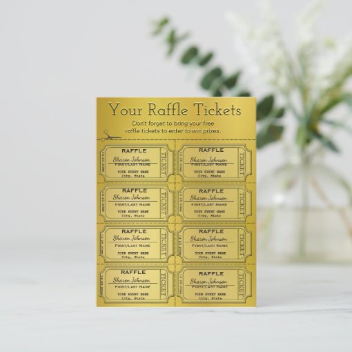 Golden Raffle Tickets Postcard | Zazzle