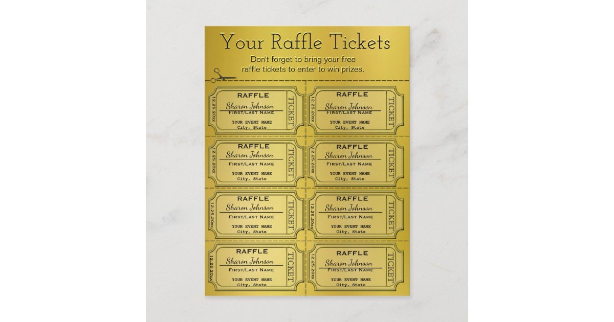 Golden Raffle Tickets Postcard | Zazzle