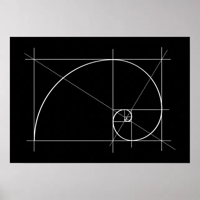 Golden Ratio, Fibonacci Spiral, Drawing Poster | Zazzle