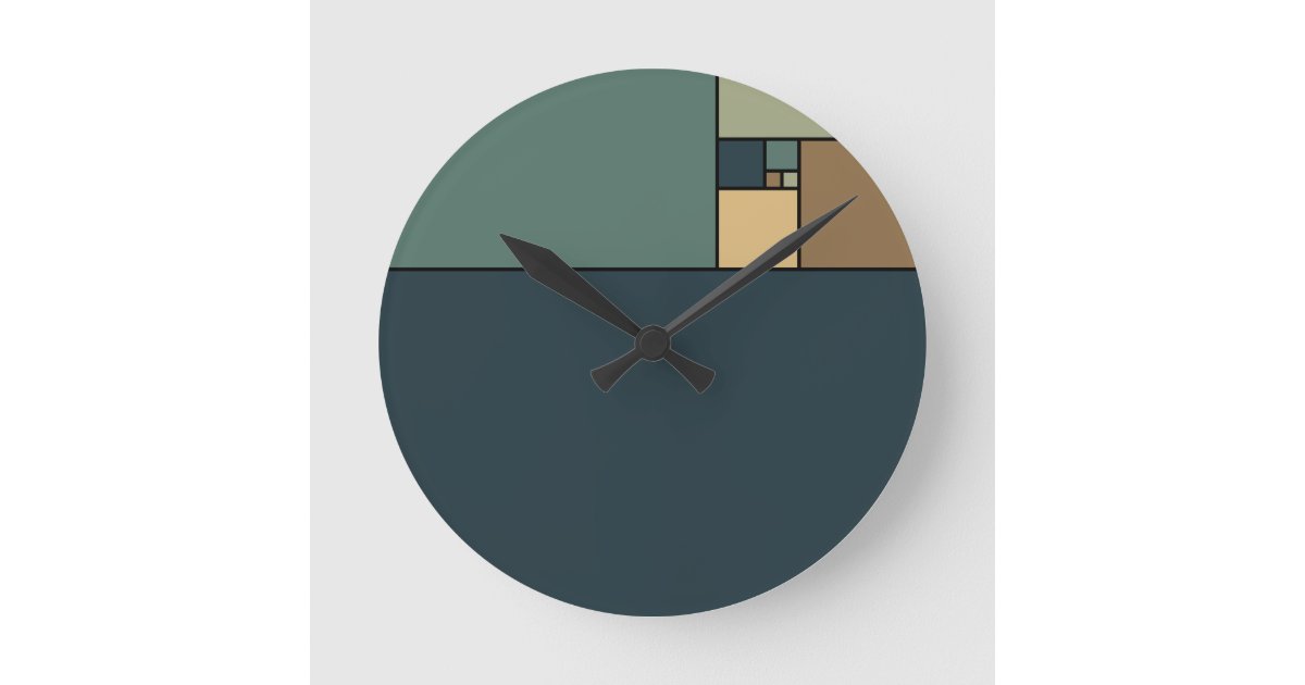 Golden Ratio Squares (Neutrals) Round Clock | Zazzle