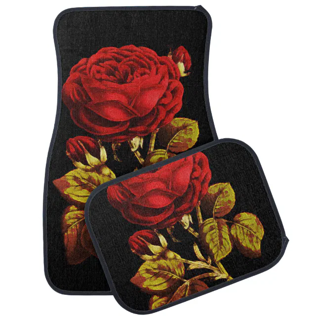 Golden Red Painted Rose Car Mat | Zazzle