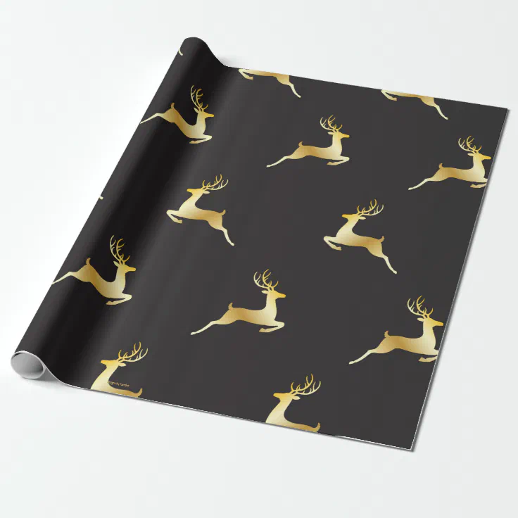 Golden Reindeer Wrapping Paper | Zazzle