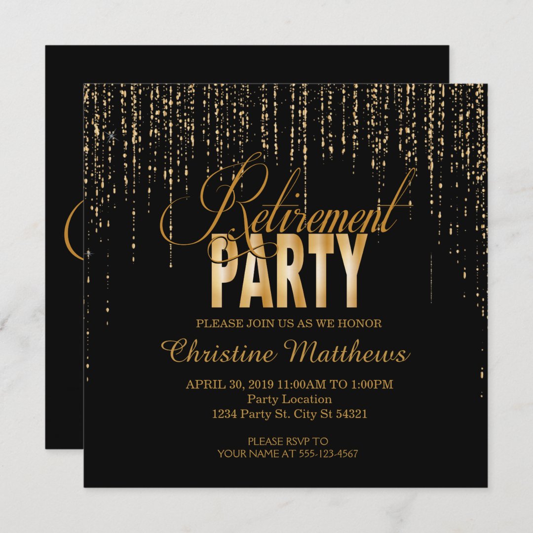Golden Retirement Party Invitations | Zazzle