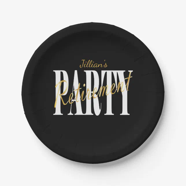 Golden Retirement Party Plates | Zazzle