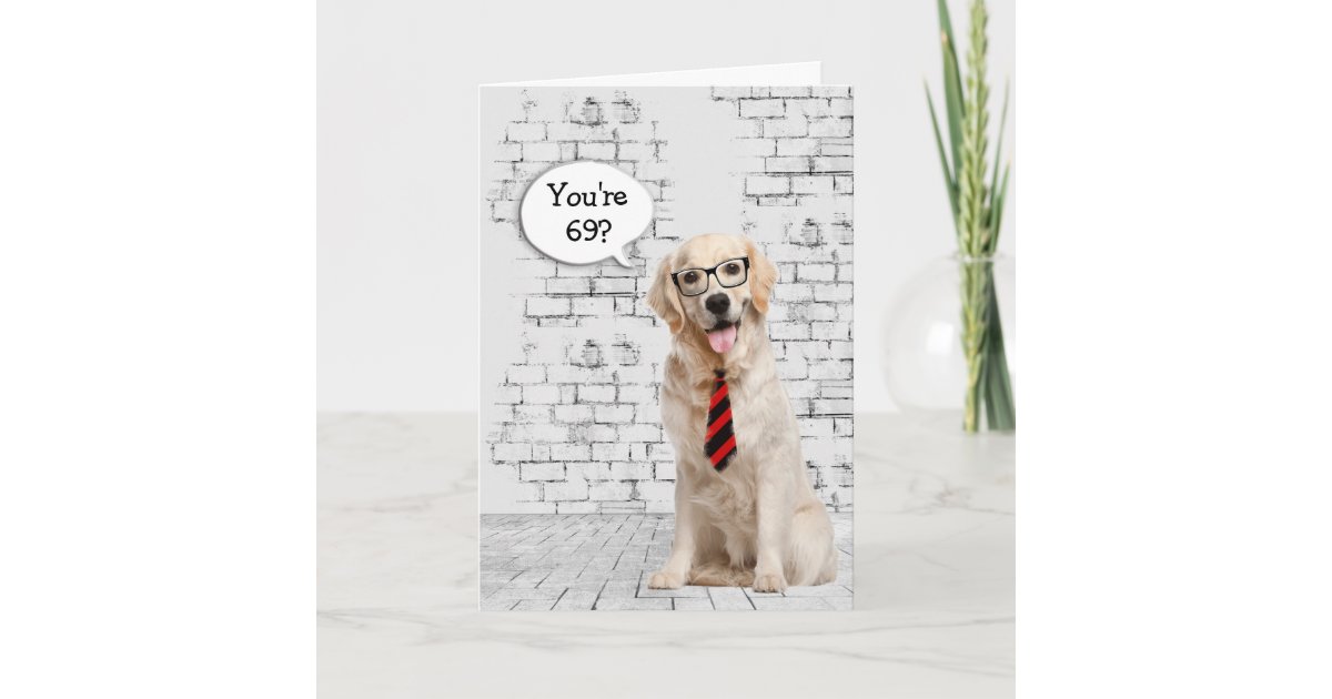 Golden Retriever 69th Birthday Humor Card | Zazzle