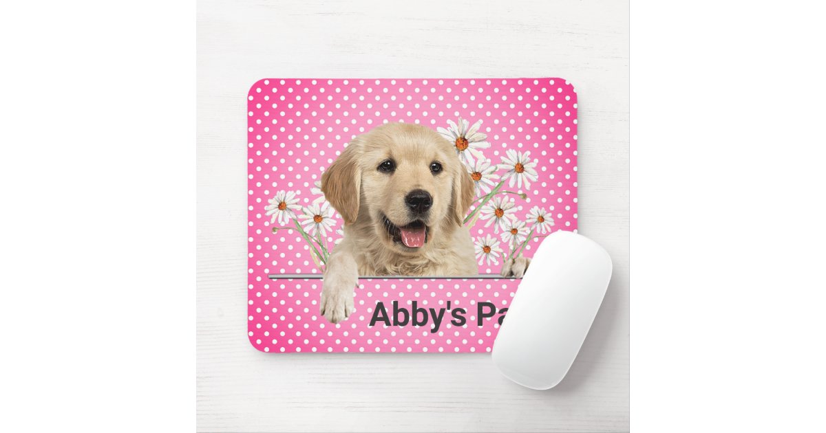 Golden Retriever and Daisies Mouse Pad | Zazzle