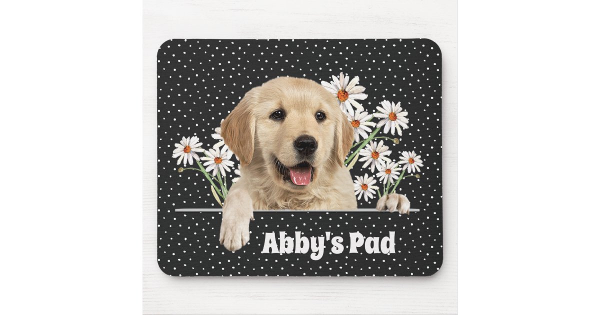 Golden Retriever and Daisies Mouse Pad | Zazzle