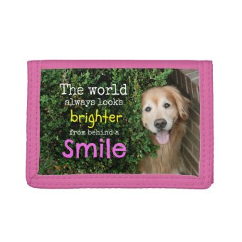 Golden Retriever Behind A Smile Trifold Wallet | Zazzle