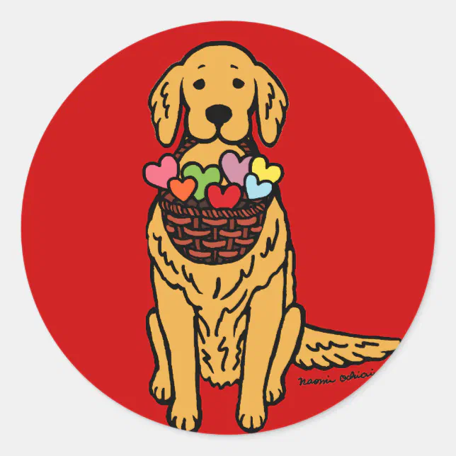 Golden Retriever Cartoon Classic Round Sticker | Zazzle