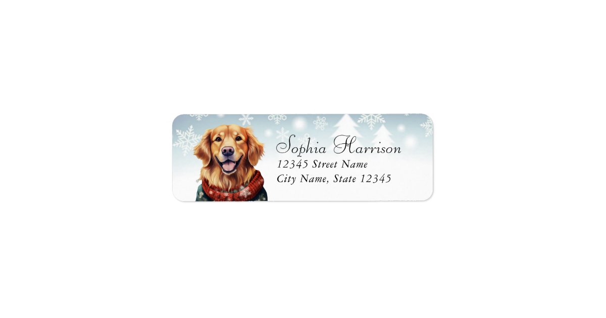 Golden Retriever Christmas Return Address Labels | Zazzle