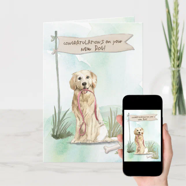 Golden Retriever Congratulations on New Dog Card | Zazzle