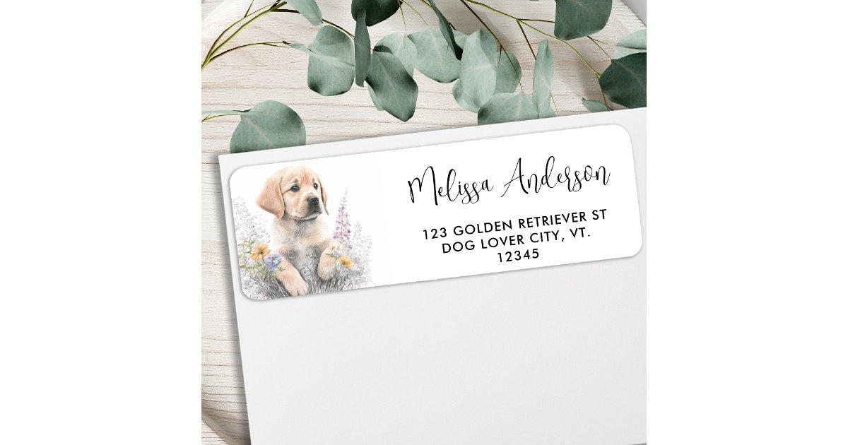 Golden Retriever Cute Puppy Dog Return Address Label | Zazzle