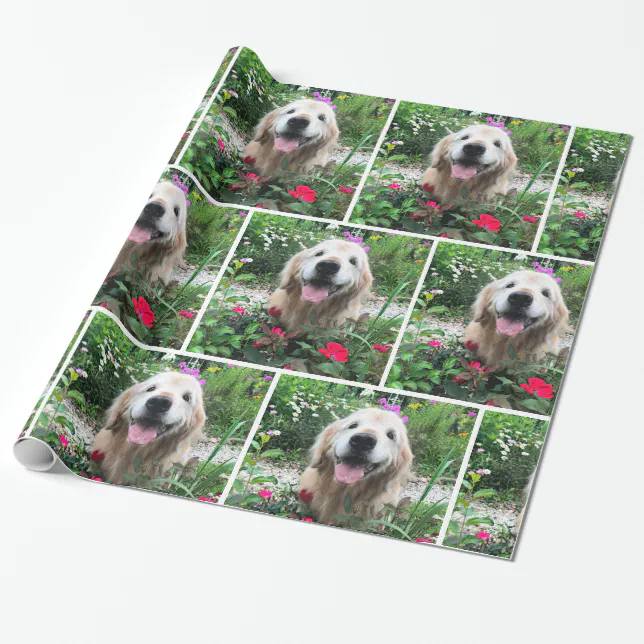 Golden Retriever Dog Among Flowers All Occasion Wrapping Paper | Zazzle