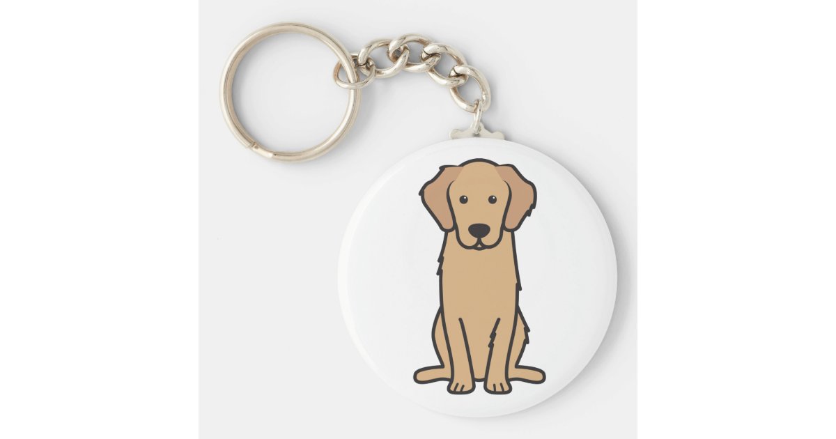 Golden Retriever Dog Cartoon Keychain | Zazzle