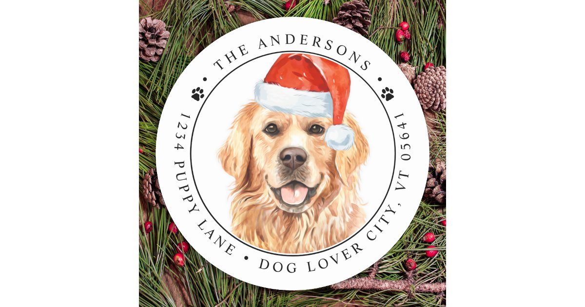 Golden Retriever Dog Funny Return Address Classic Round Sticker | Zazzle