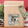Golden Retriever Dog Great Job Teacher Reward Square Sticker | Zazzle
