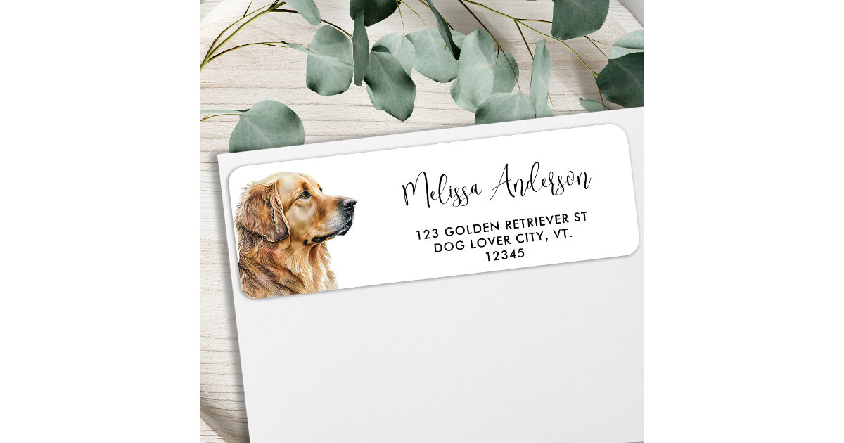 Golden Retriever Dog Pet Watercolor Return Address Label | Zazzle