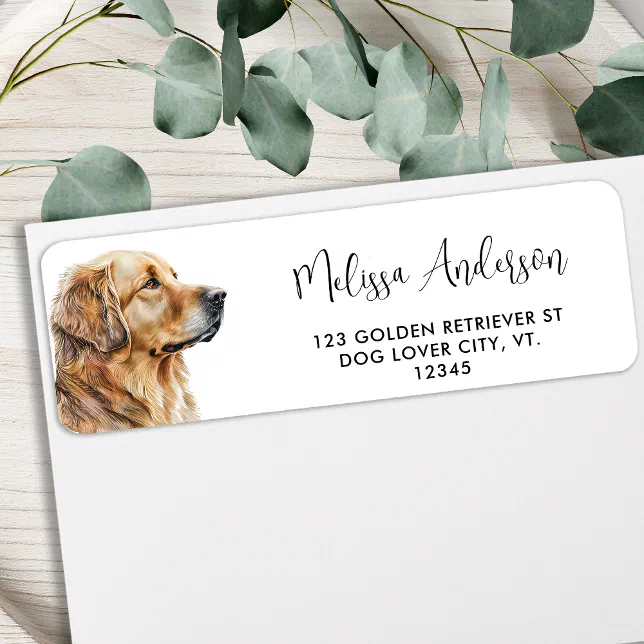 Golden Retriever Dog Pet Watercolor Return Address Label | Zazzle