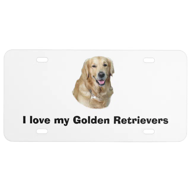 Golden Retriever dog photo portrait License Plate | Zazzle