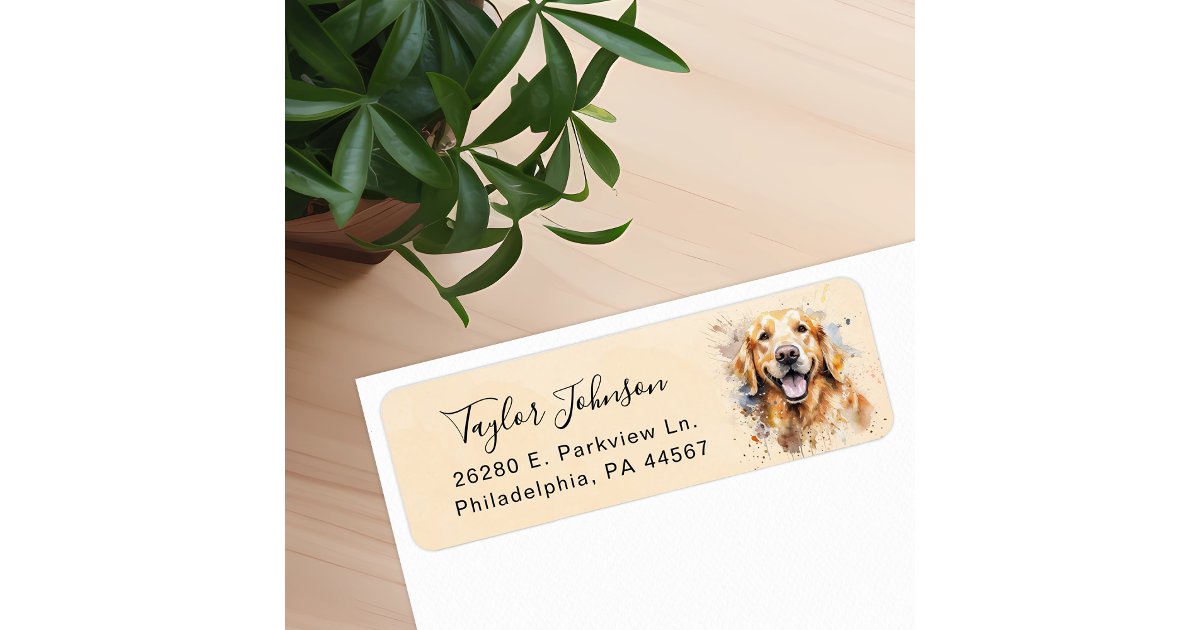 Golden Retriever Dog Return Address Label | Zazzle