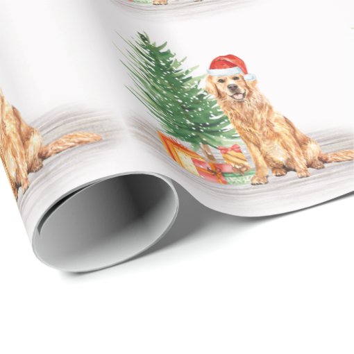 Golden Retriever Dog Santa Tree Merry Christmas Wrapping Paper | Zazzle