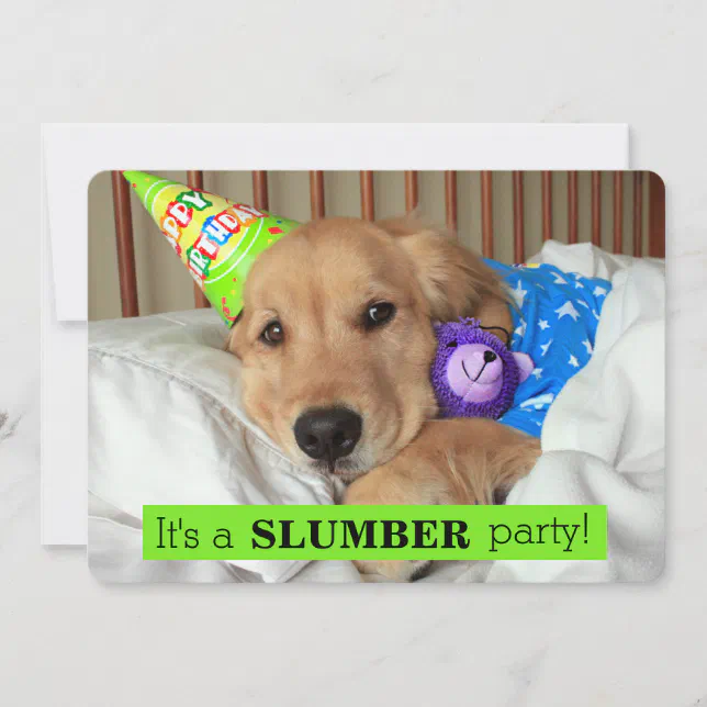 Golden Retriever Dog Sleepover Slumber Party Invitation | Zazzle