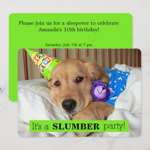 Golden Retriever Dog Sleepover Slumber Party Invitation | Zazzle