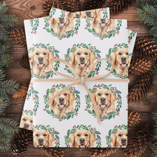 Golden Retriever Elegant Dog Christmas Wrapping Paper | Zazzle