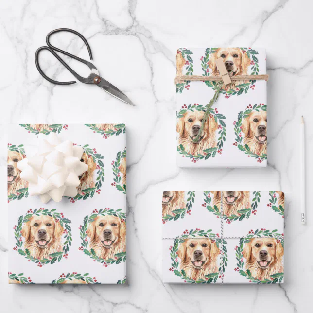 Golden Retriever Elegant Dog Christmas Wrapping Paper Sheets | Zazzle