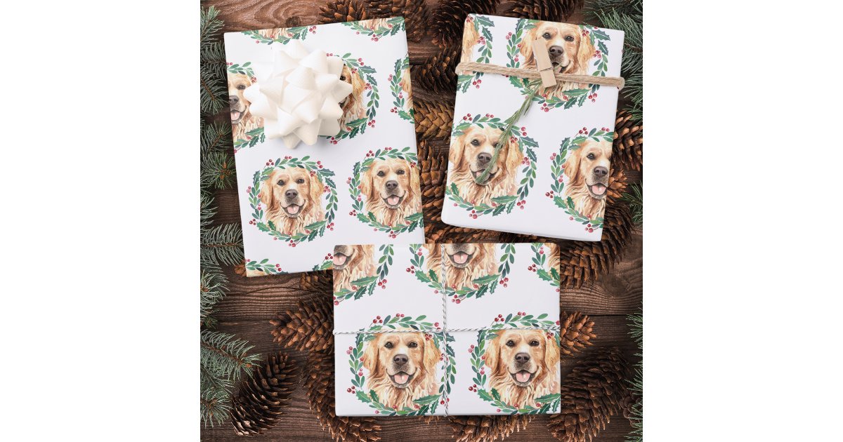 Golden Retriever Elegant Dog Christmas Wrapping Paper Sheets | Zazzle
