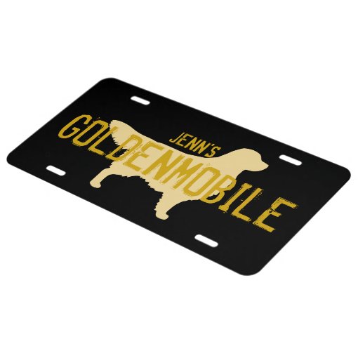 Golden Retriever GOLDENMOBILE | Custom Text License Plate | Zazzle