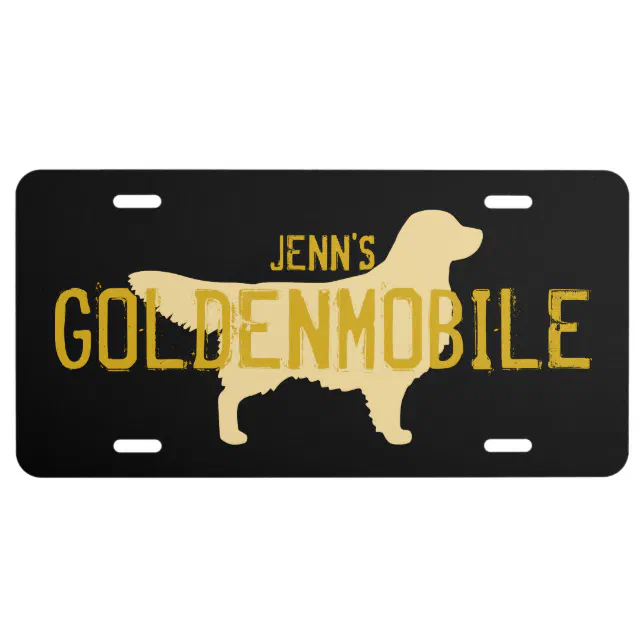 Golden Retriever GOLDENMOBILE | Custom Text License Plate | Zazzle