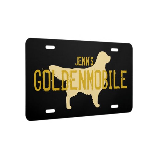 Golden Retriever GOLDENMOBILE | Custom Text License Plate | Zazzle
