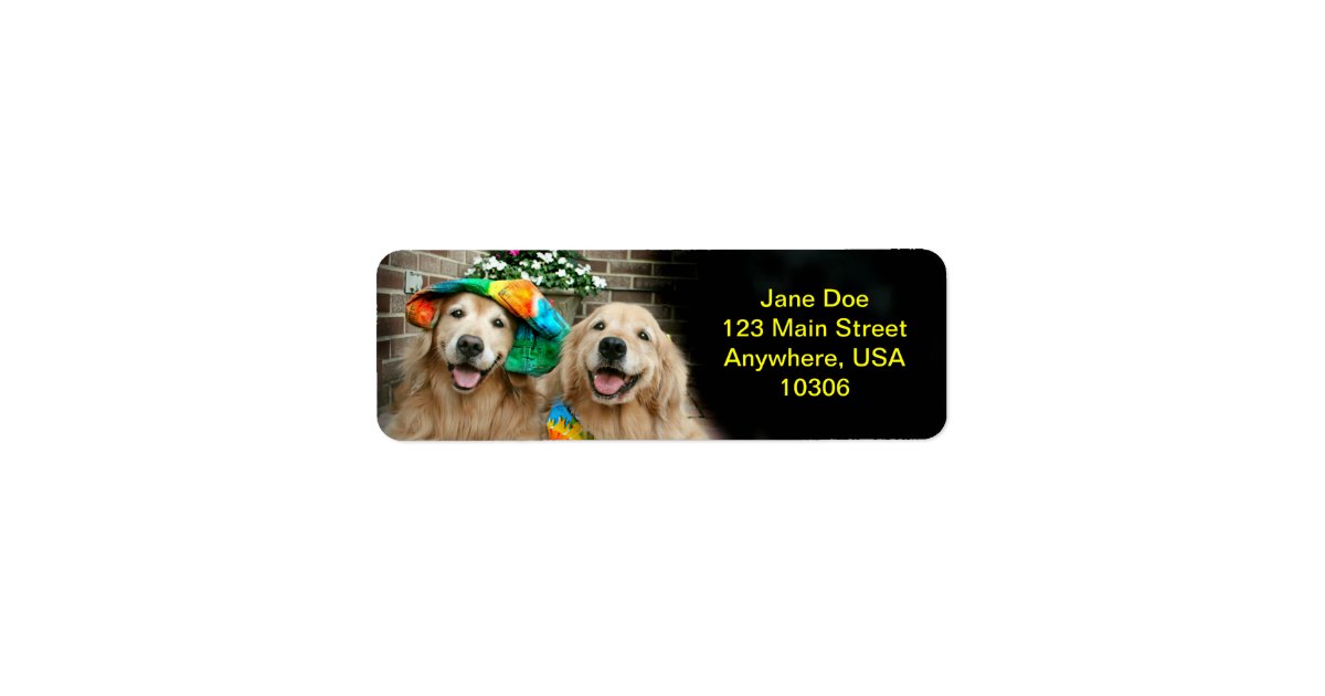 Golden Retriever Groovy Return Address Labels | Zazzle