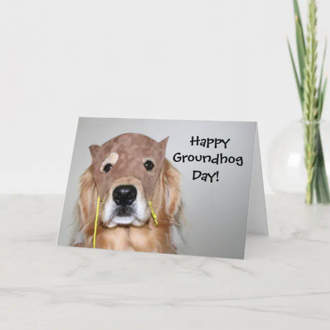 Golden Retriever Groundhog Day Card | Zazzle