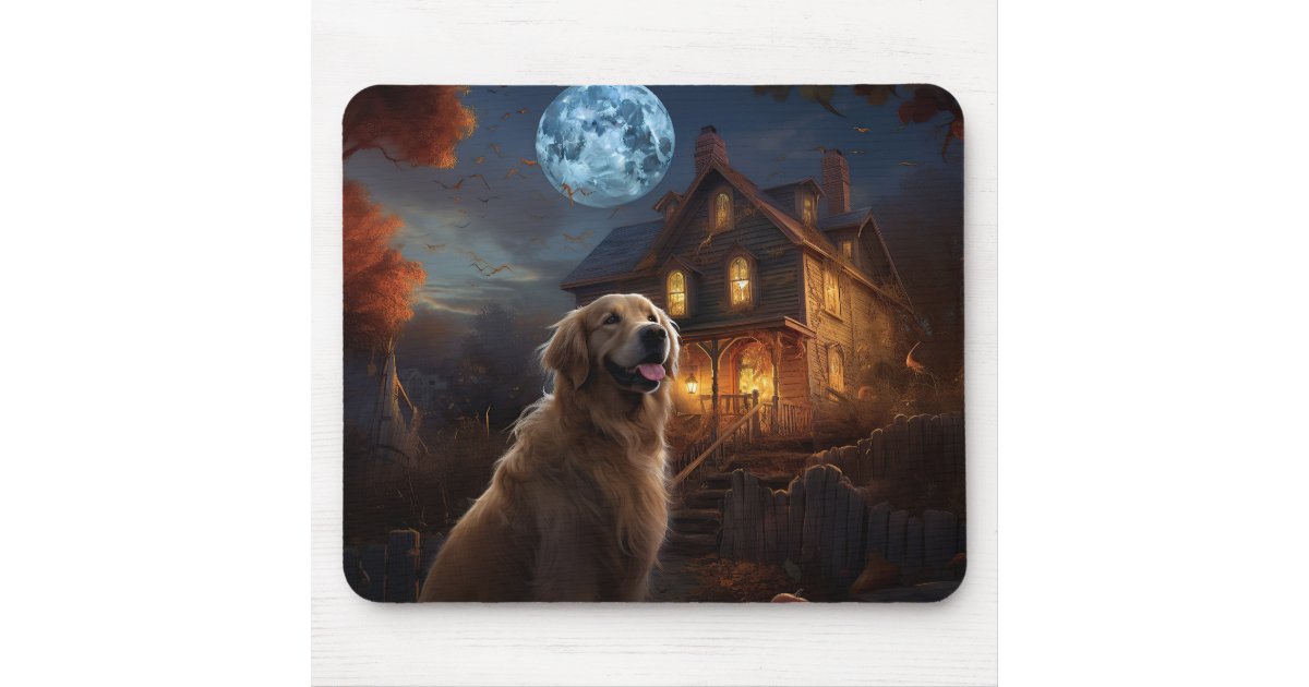 Golden Retriever Halloween Scary Mouse Pad | Zazzle
