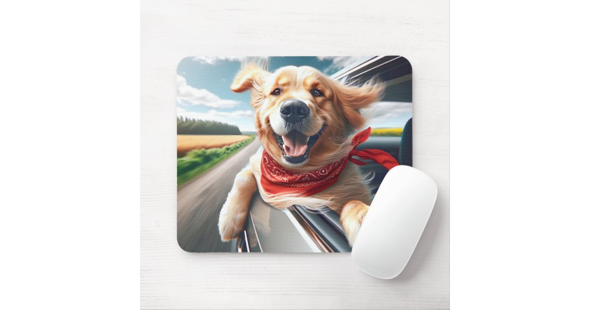 Golden Retriever In Car Window Mouse Pad | Zazzle