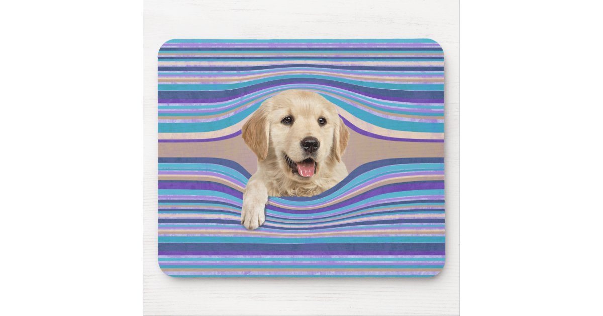 Golden Retriever In Stripes Mouse Pad | Zazzle