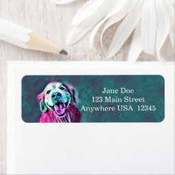 Golden Retriever Neon Colors Custom Name Label | Zazzle