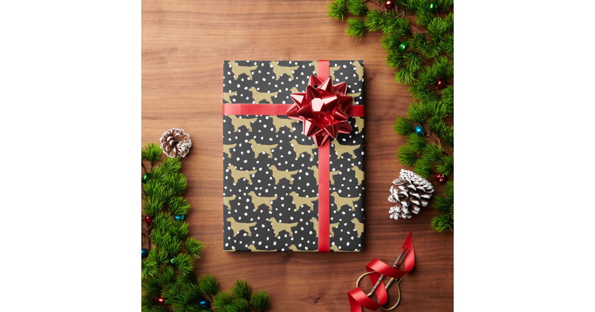 Golden retriever Patten Spotty Snow Dog Pattern Wrapping Paper | Zazzle