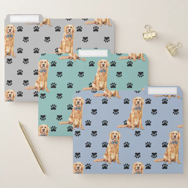 Golden Retriever Paw Prints Pattern File Folder | Zazzle