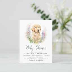 Golden Retriever Puppy Dog Baby Shower Invitation Postcard | Zazzle