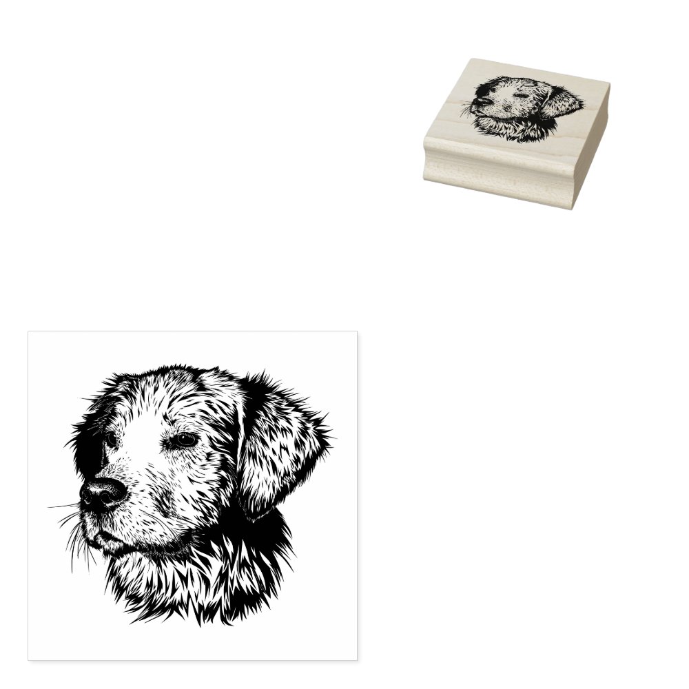 Golden Retriever Puppy Dog Breed Head Rubber Stamp sold by Greed ...