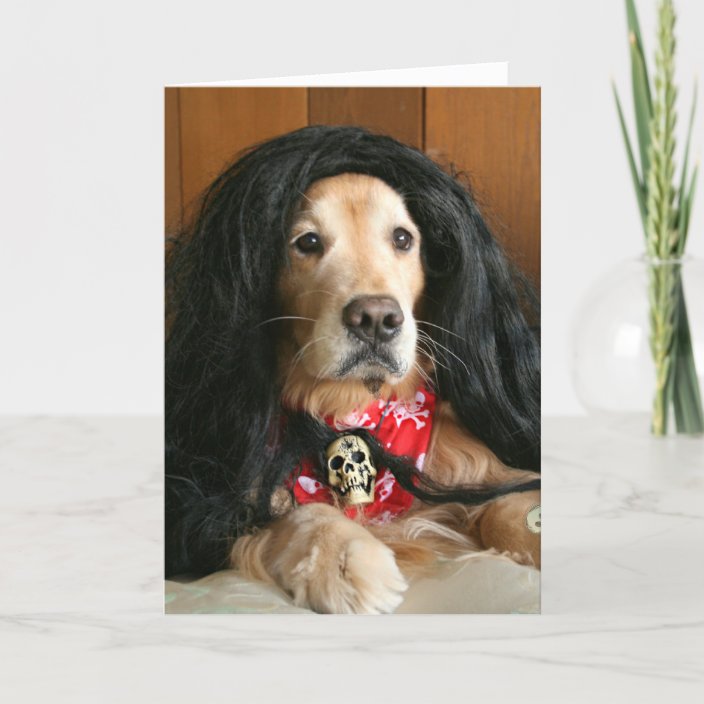 Golden Retriever Rock and Roll Dog Birthday Card | Zazzle.com
